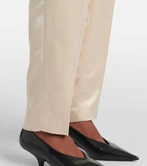 TOTEME High-rise Satin Straight Trousers - White