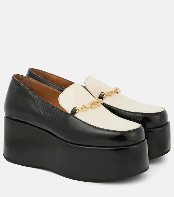 GANNI Faux Leather Platform Loafers - Black