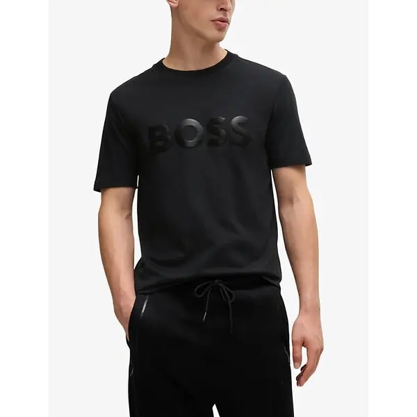 BOSS Logo-print Regular-fit Cotton T-shirt