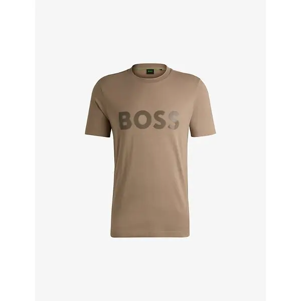 BOSS Logo-print Regular-fit Cotton T-shirt - Light/pastel Green