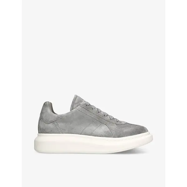 Alexander Mcqueen Retro Show Leather Platform Trainers In Grey