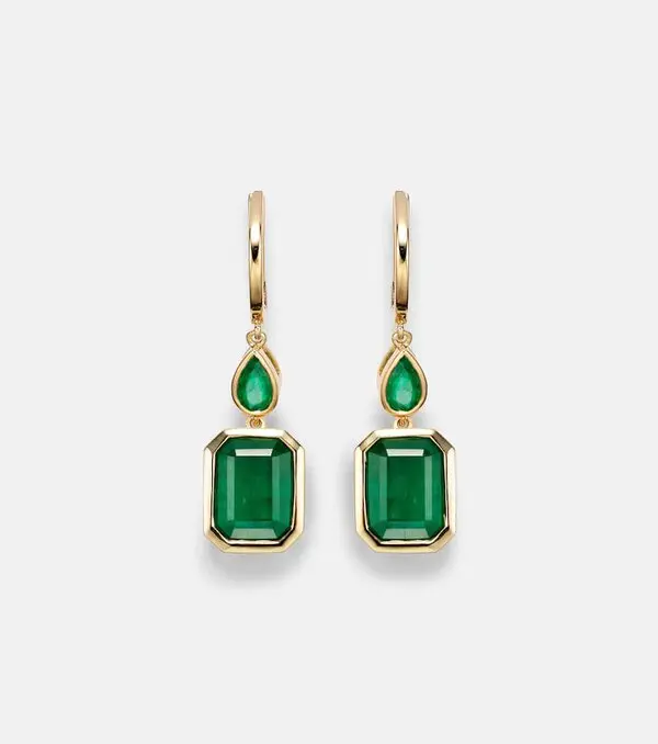 Shay Jewelry Illusion 18kt Drop Earrings With Emeralds - Gold