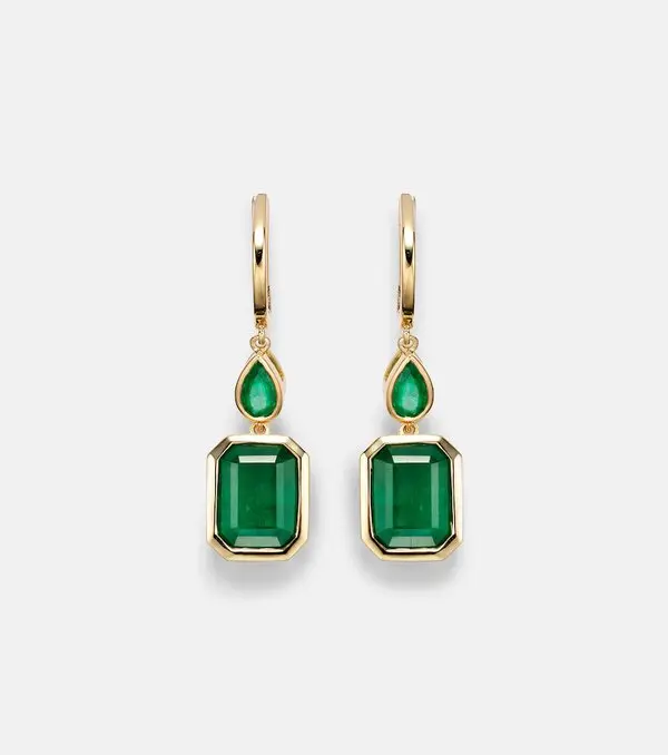 Shay Jewelry 18kt Yellow Emerald Drop Earrings - Gold