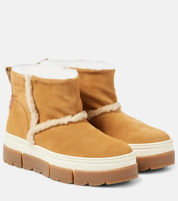 Bogner Shearling-lined Suede Ankle Boots - Beige