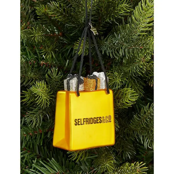 SELFRIDGES EDIT Bag Glass Christmas Decoration 8cm