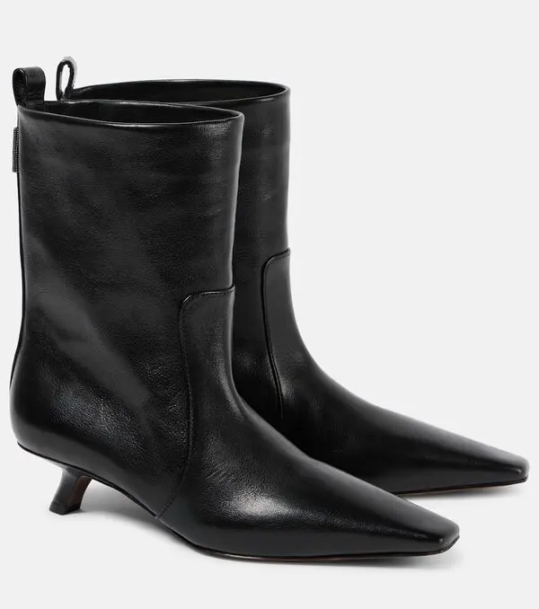 Brunello Cucinelli Leather Ankle Boots - Black