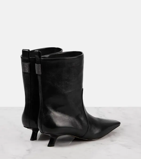 Brunello Cucinelli Leather Ankle Boots - Black