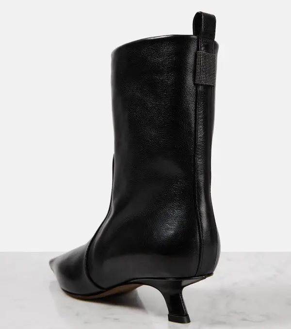 Brunello Cucinelli Leather Ankle Boots - Black