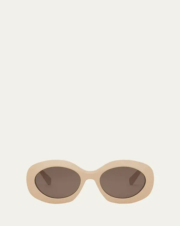 Celine Triomphe Round Sunglasses - Shiny Beige Brown