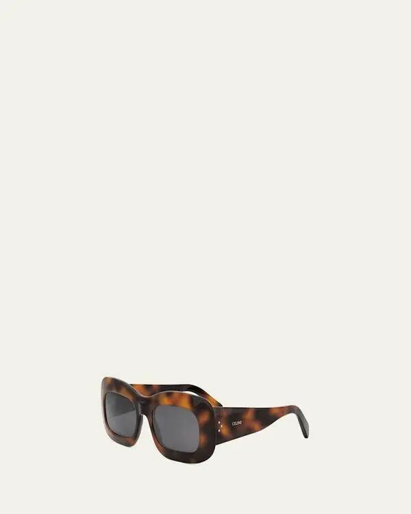 Celine Bold 3 Dots Rectangle Sunglasses - Blonde Havana/smoke