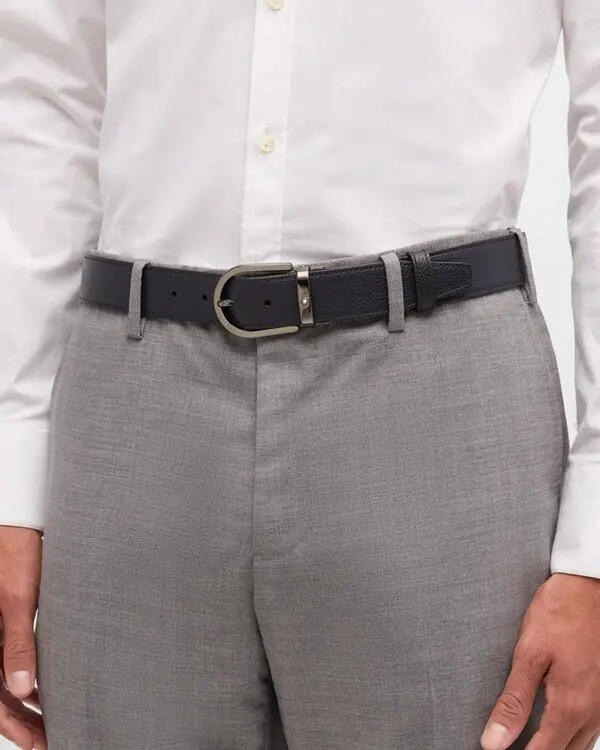 Montblanc Horseshoe-buckle Reversible Grained Leather Belt