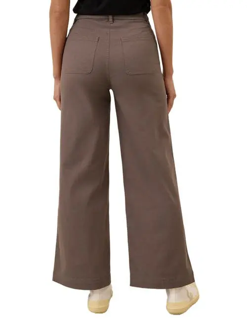 PACT Organic Stretch Twill Wide Leg Pant - Deep Taupe