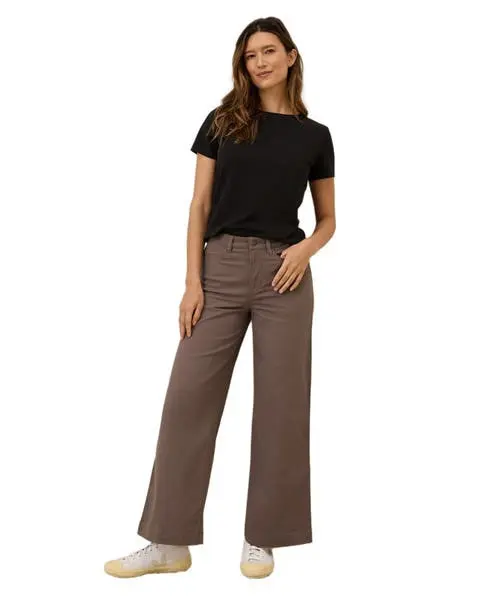 PACT Organic Stretch Twill Wide Leg Pant - Deep Taupe