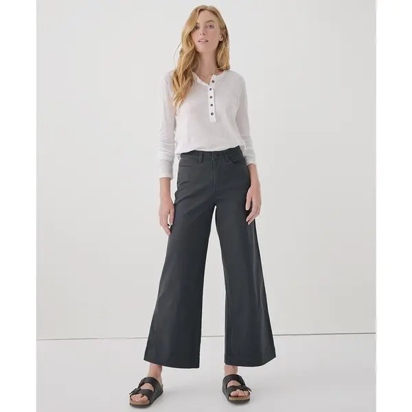PACT Organic Stretch Twill Wide Leg Pant - Storm