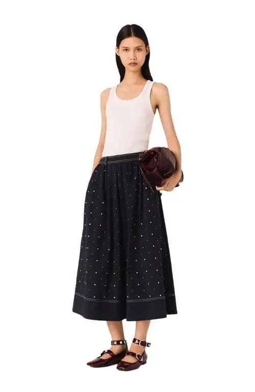 Maje Rib Knit Tank Top With Clover Patch - White