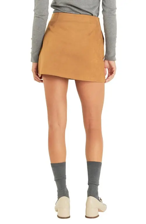 English Factory Faux Suede Mini Skort