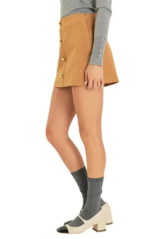 English Factory Faux Suede Mini Skort