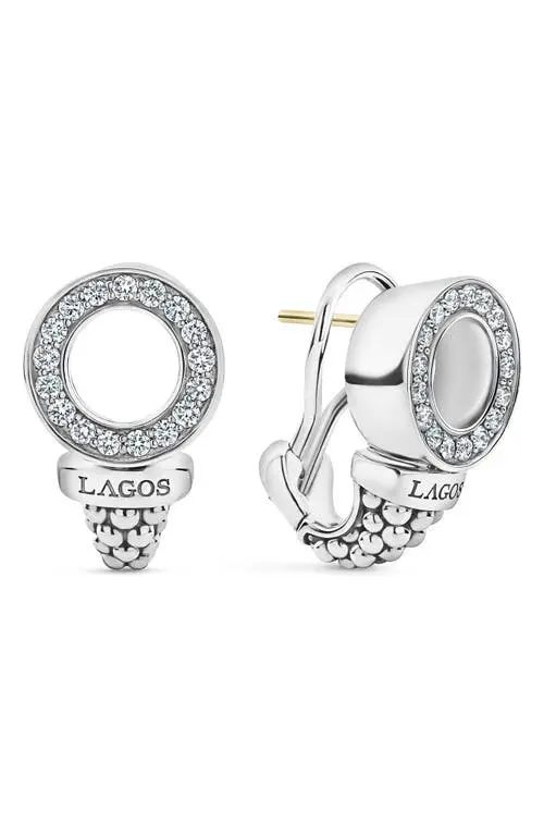 Lagos Enso Diamond Caviar Circle Earrings - Silver/diamond