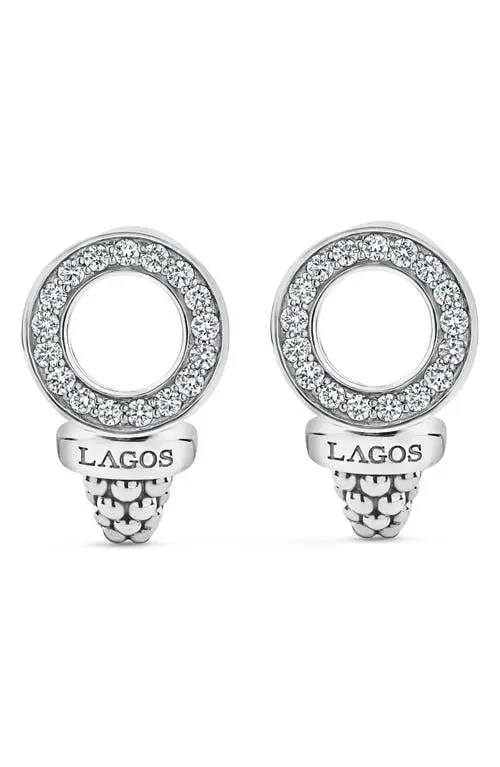 Lagos Enso Diamond Caviar Circle Earrings