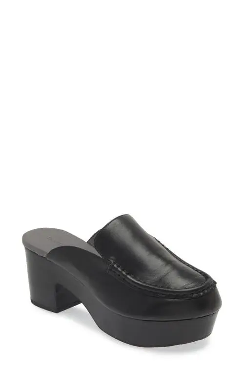 CHOCOLAT BLU Gemm Platform Loafer Mule - Black Leather