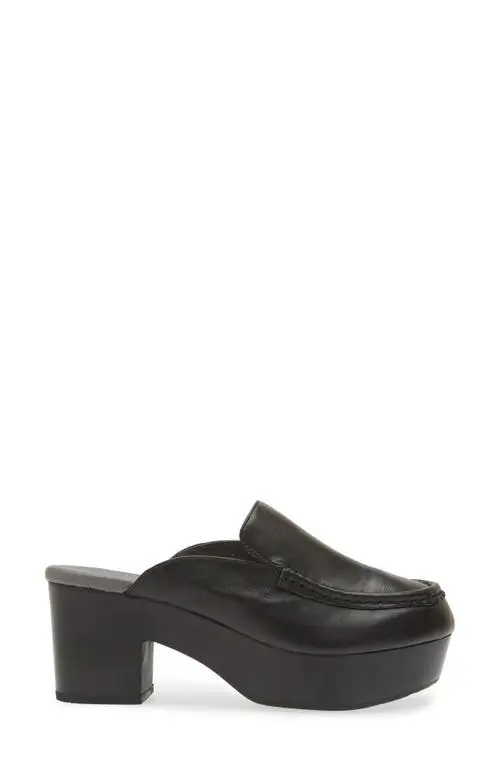 CHOCOLAT BLU Gemm Platform Loafer Mule - Black Leather