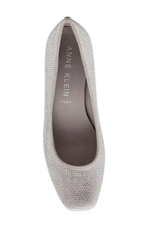 Anne Klein Crystal Embellished Wedge Pumps - Grey Crystal