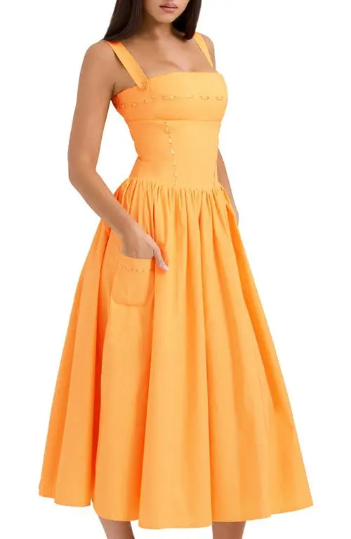 House Of Cb Vivien Midi Sundress - Flax