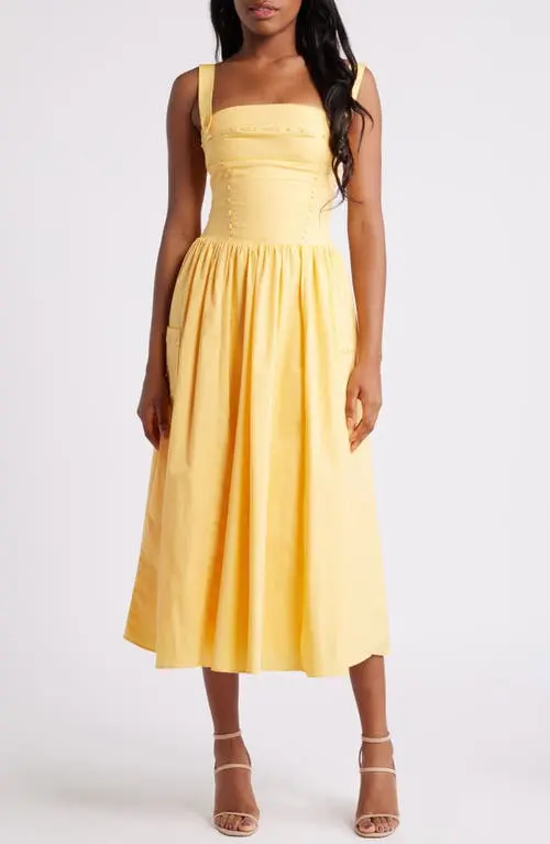 House Of Cb Vivien Midi Sundress - Flax