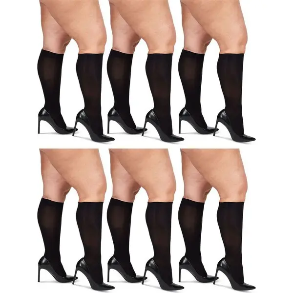 MEMOI 6-pack Knee High Socks - Black