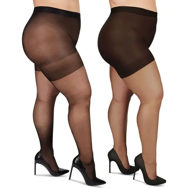 MEMOI Assorted Sheer Tights 2-pack - Black