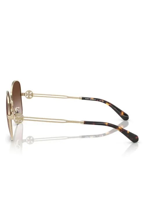 Tory Burch 56mm Gradient Round Sunglasses