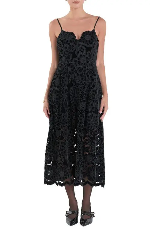 Endless Rose Velvet Lace Midi Dress - Black | Editorialist