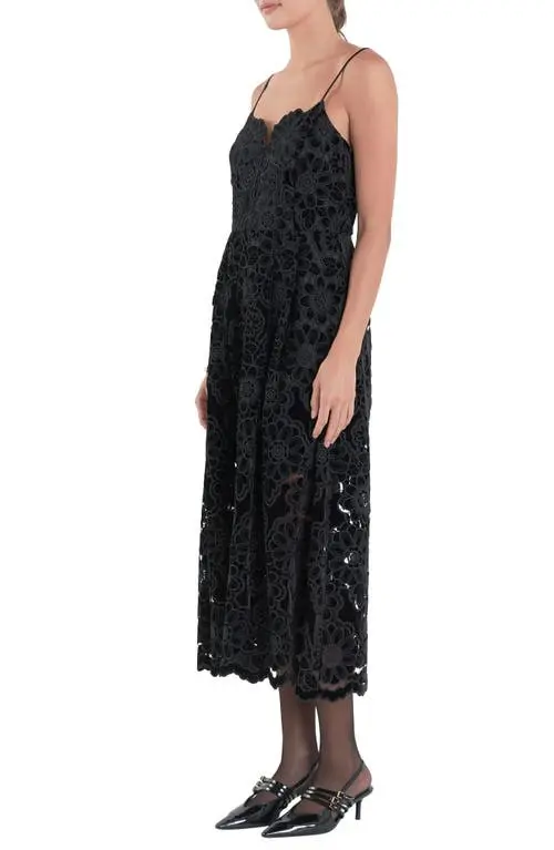 Endless Rose Velvet Lace Midi Dress - Black