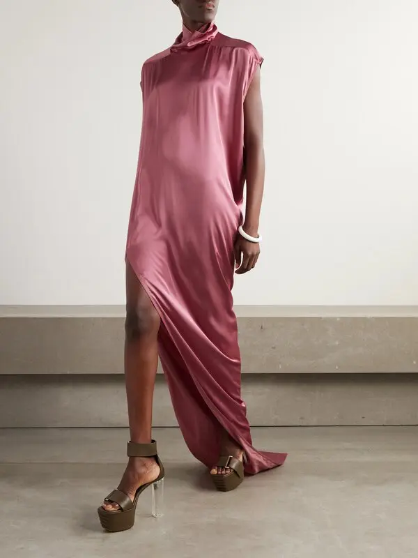 Rick Owens Edfu Turtleneck Charmeuse Maxi Dress