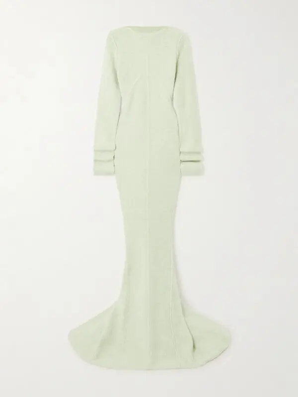 Rick Owens Luna Open-back Brushed-knit Gown - Green