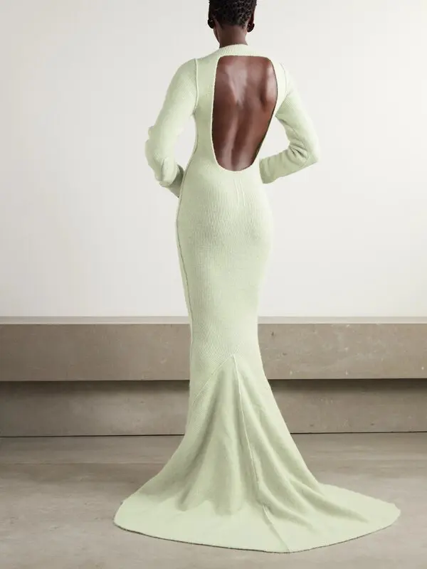 Rick Owens Luna Open-back Brushed-knit Gown - Green