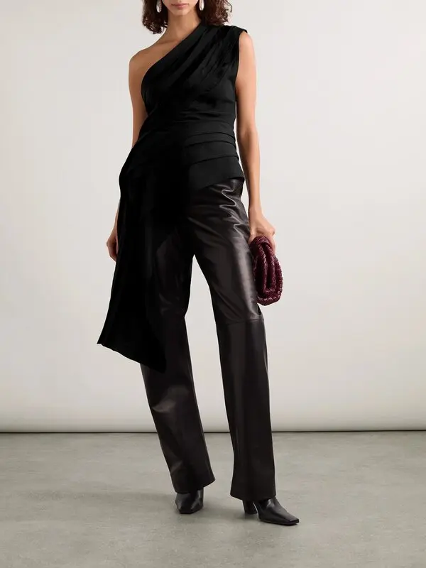 Bottega Veneta Asymmetric Draped Pleated Crepe Top