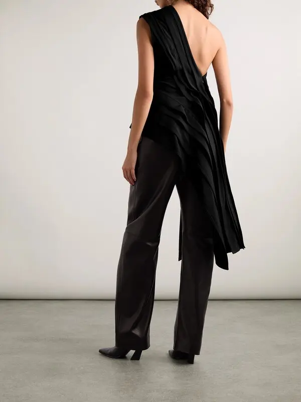 Bottega Veneta Asymmetric Draped Pleated Crepe Top