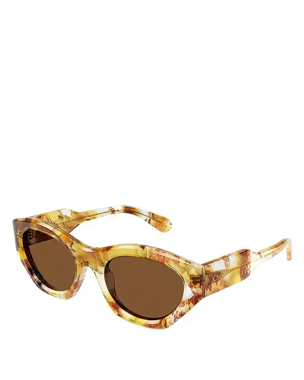 Chloé Gayia Cat Eye Sunglasses, 53mm - Yellow/brown Solid