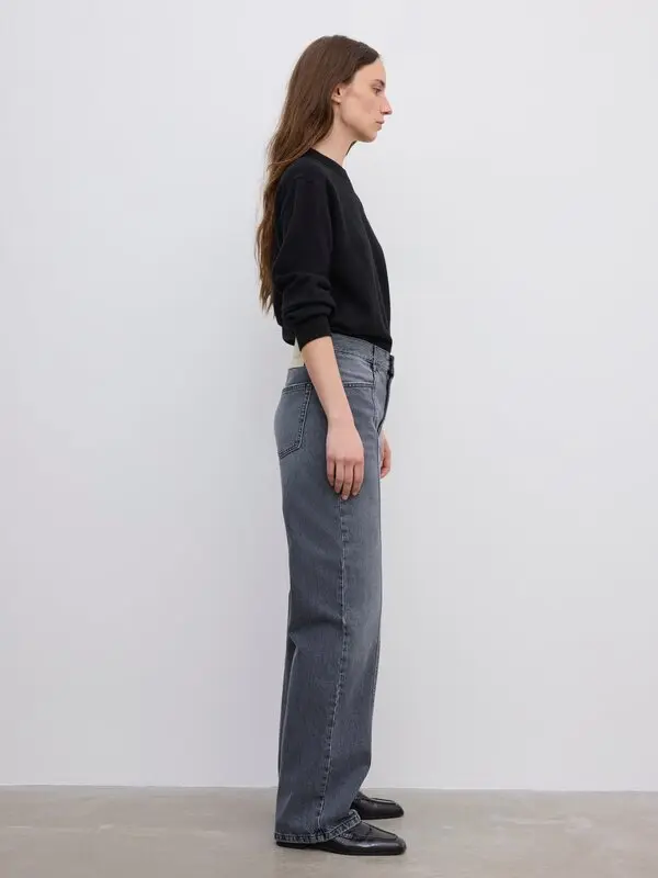 HOUSE OF DAGMAR Loose Fit Wide Leg Jeans - Light Grey