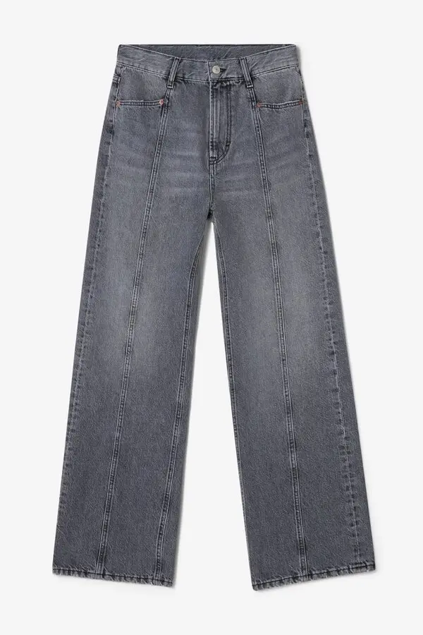HOUSE OF DAGMAR Loose Fit Wide Leg Jeans - Light Grey