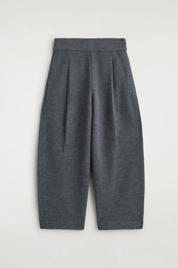 Cos Boiled Wool Barrel-leg Pants - Dark Grey