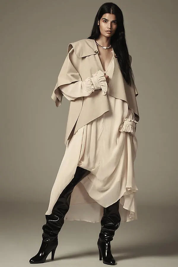 ジャケット・アウター OVERCOAT Cape Shoulder Overcoat - Beige Sunday In Brooklyn Trench Cape Jacket In Beige - 28% Off