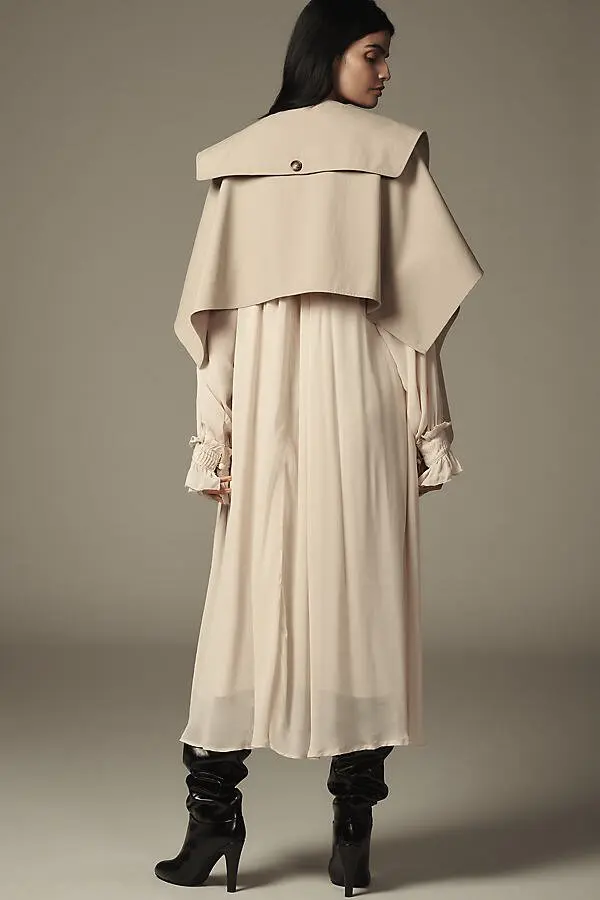 Sunday In Brooklyn Trench Cape Jacket In Beige - 28% Off