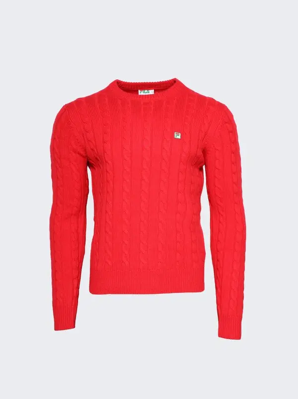 FILA+ Cable Knit Crewneck Sweater - Brightest Red