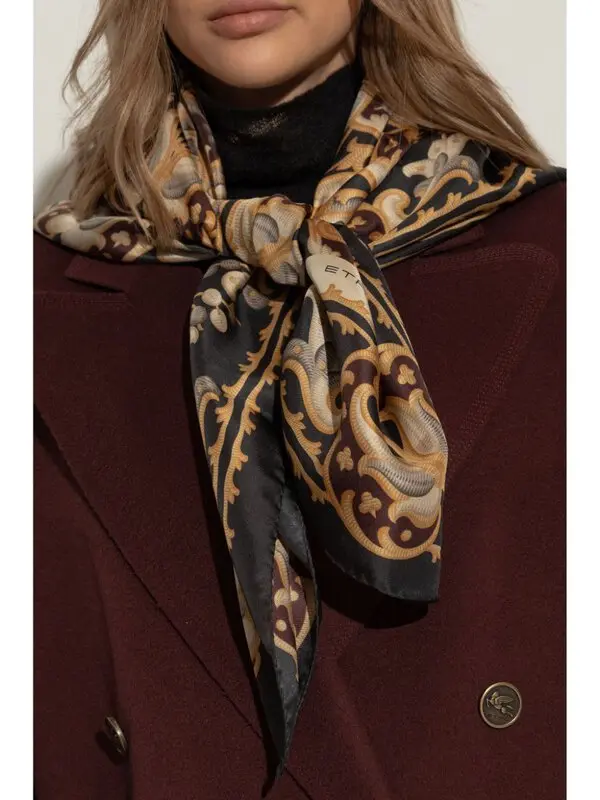 Etro Paisley Silk Scarf Black Editorialist