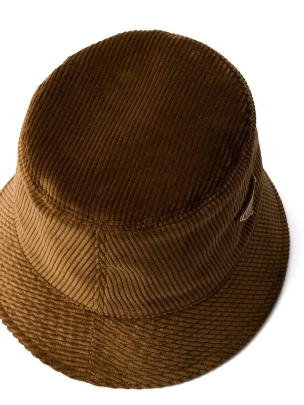 Prada Corduroy Bucket Hat - Brown