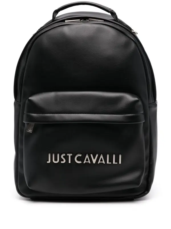Just Cavalli Logo-lettering Leather Backpack - Black