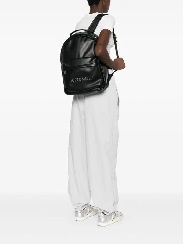 Just Cavalli Logo-lettering Leather Backpack