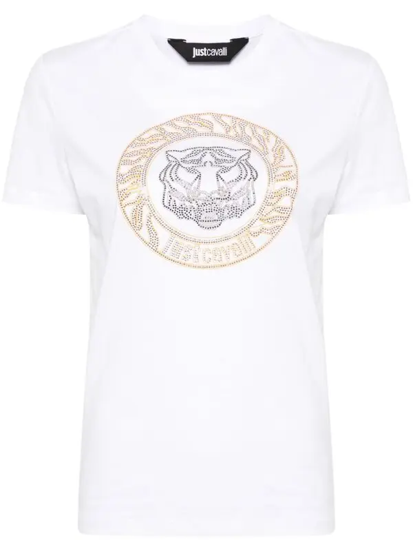 Just Cavalli Tiger Head Studded T-shirt - White